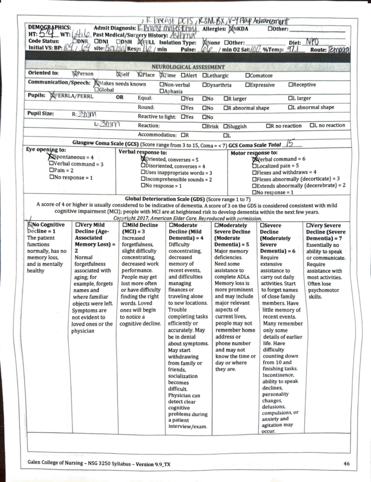 Clinical packet #2 - DEMgc-Jtf PHICS:. Admit Dlagnosl HT: WT: Past Me ...