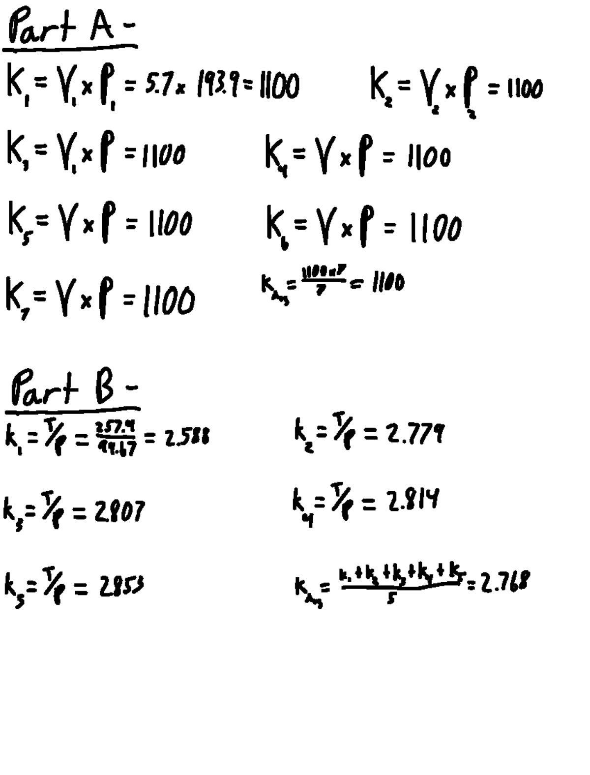 Lab #8 Calculations - CHEM 121 - Ef 5 193 1100 K Vxp 1100 G Vxp 1100 K ...