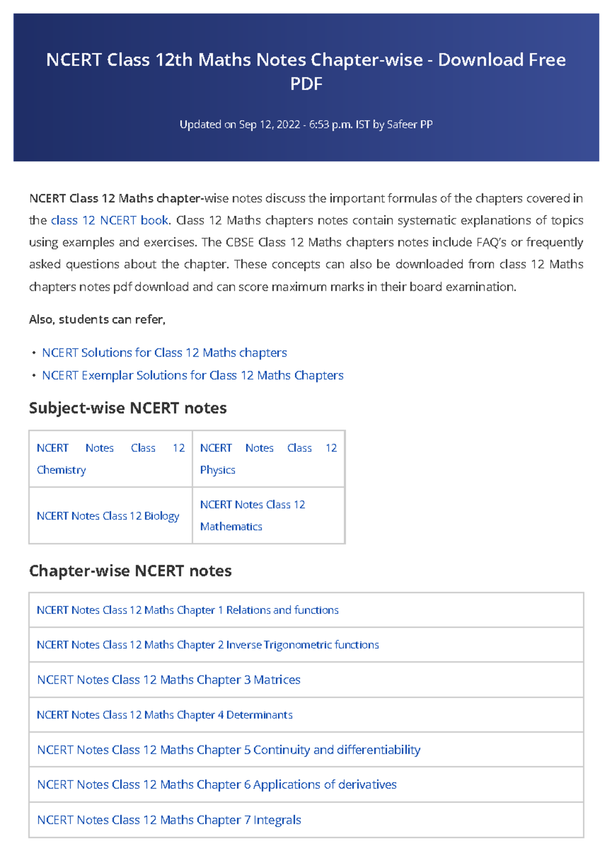 Article 104148 - reyeryry - NCERT Class 12th Maths Notes Chapter-wise ...