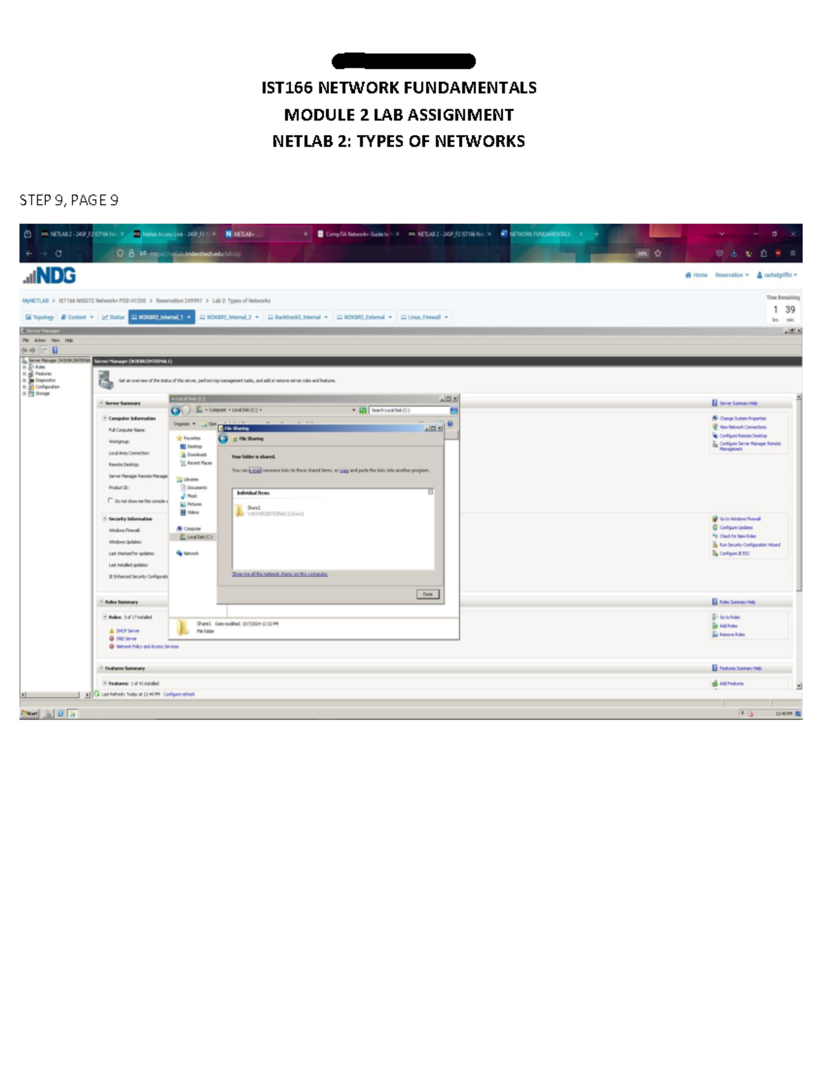 Netlab 2 Assignment - IST-166-001 - RACHEL GRIFFIN IST166 NETWORK FUNDAMENTALS MODULE 2 LAB ...