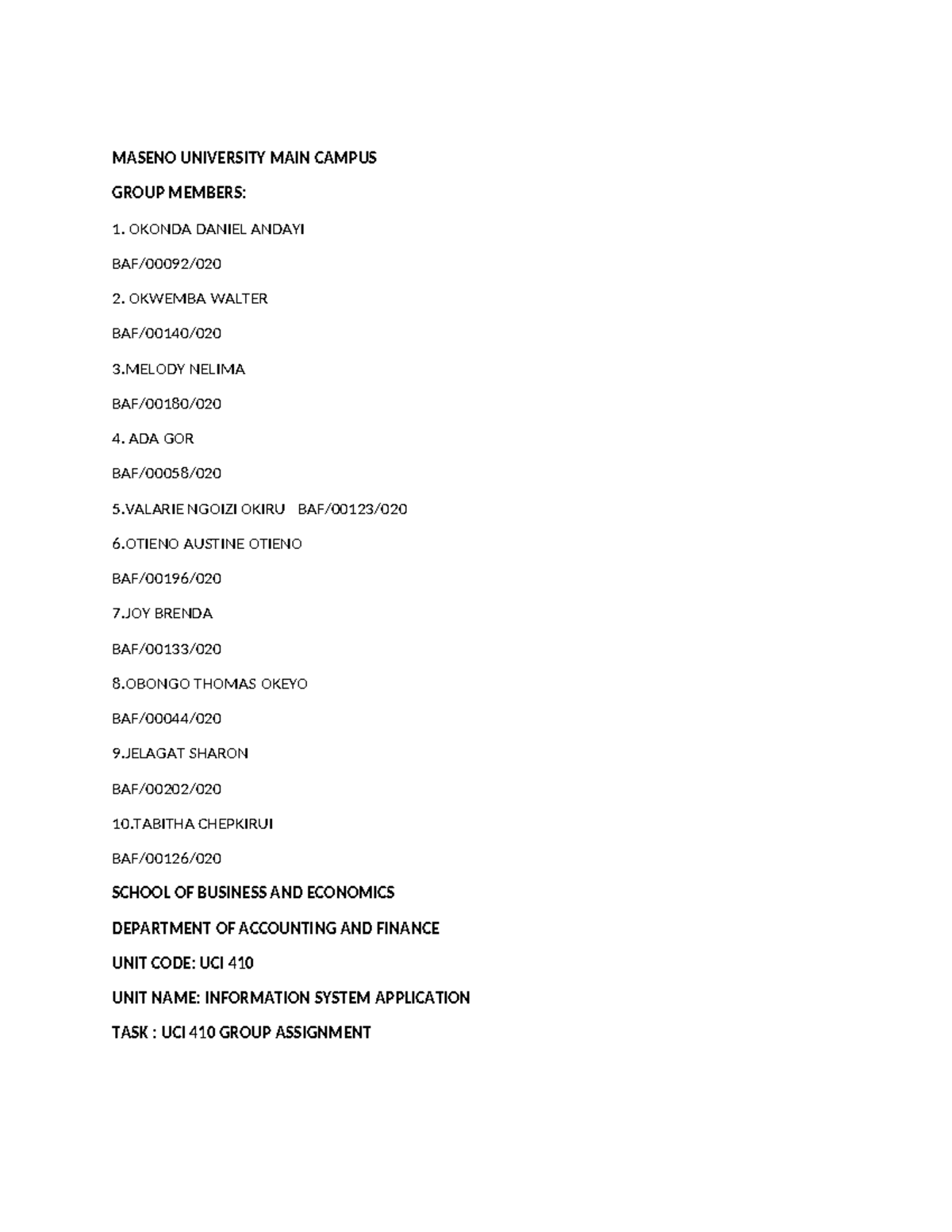 Document - It is more of explanatory and short notes - MASENO ...