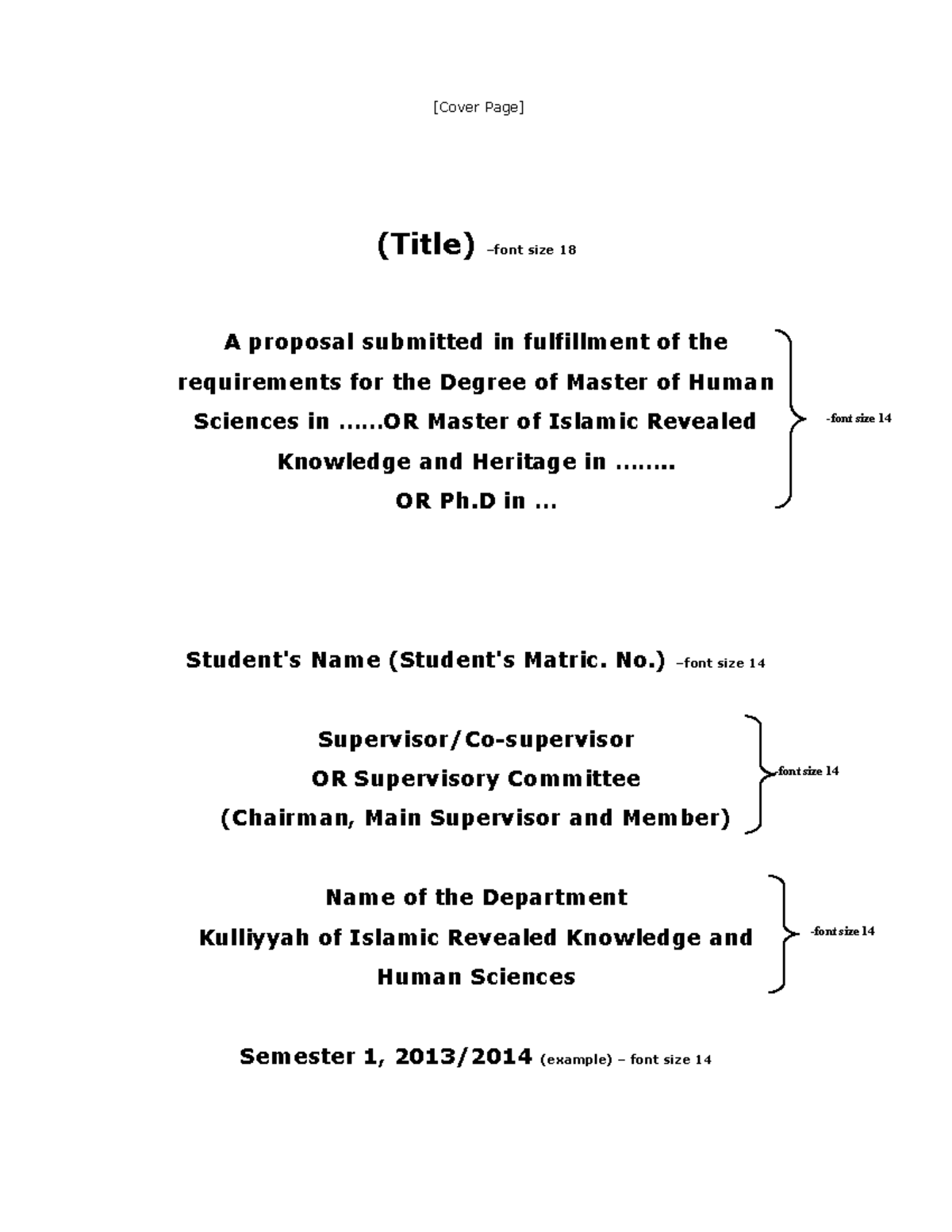 6 Thesis Dissertation Proposal Template English - [Cover Page] (Title) –font size 18 A proposal ...