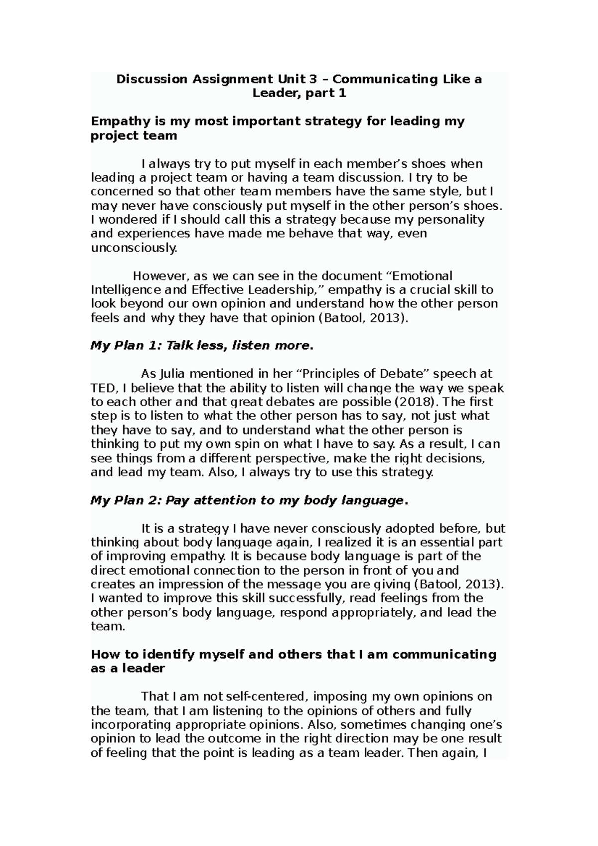 PSYC D3 d - assignments - Discussion Assignment Unit 3 – Communicating ...