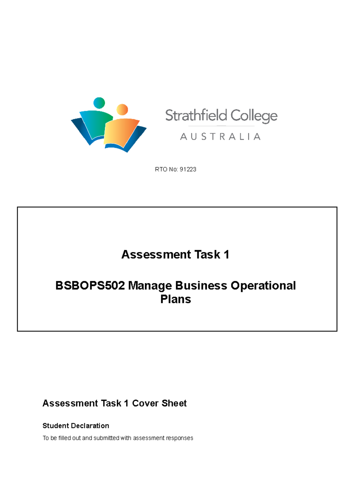 BSBOPS502 Task 1 Que - RTO No: 91223 Assessment Task 1 BSBOPS502 Manage ...