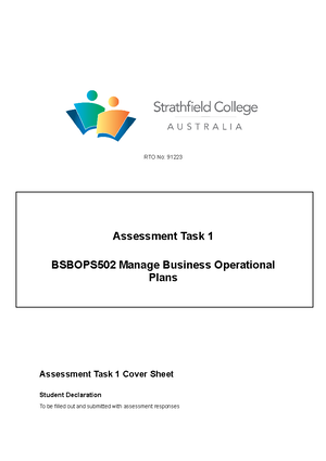 Bsbpef 402 Student Assessment Tasks 21-07-21 - S T U D E N T A SS E SS ...