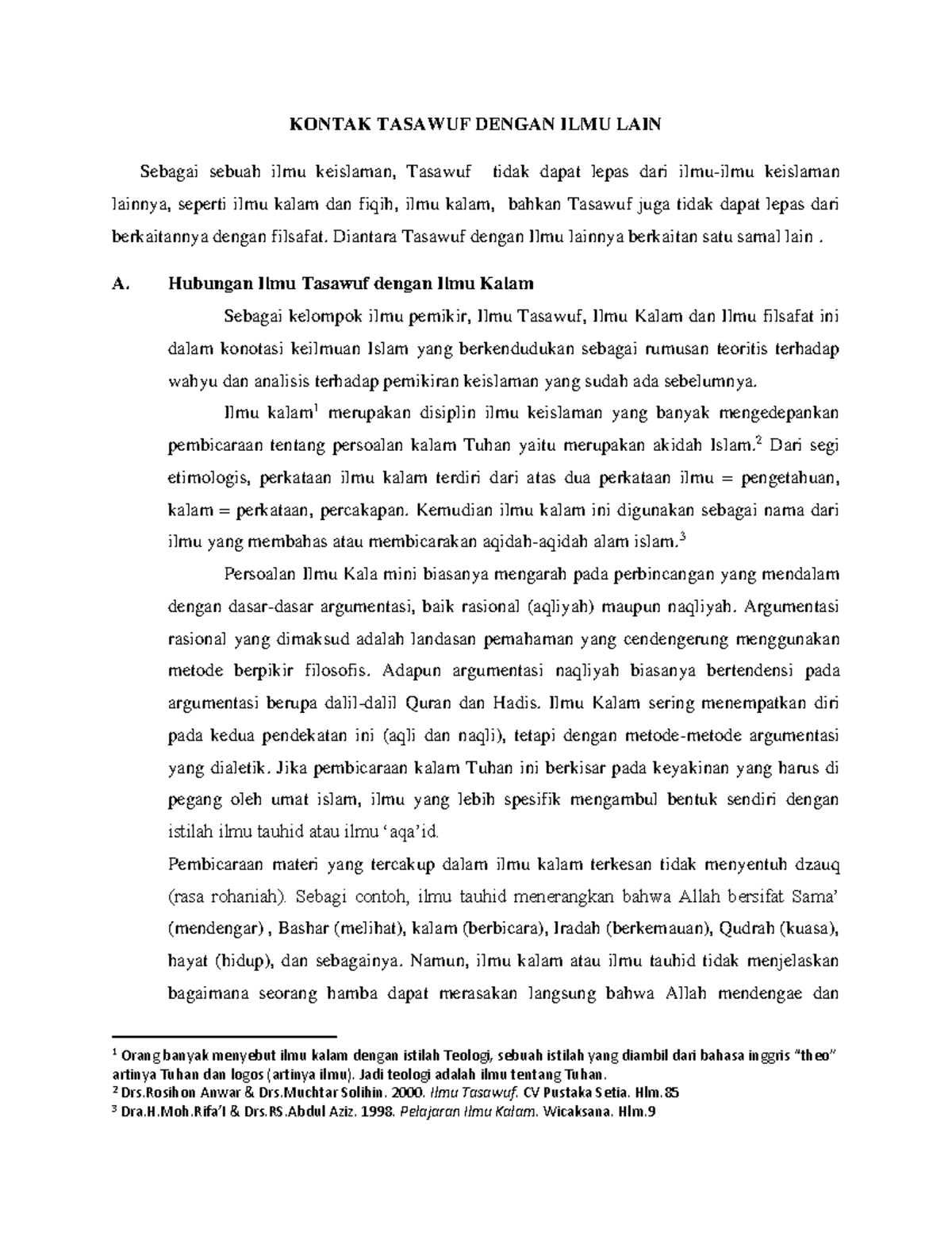 Kontak Tasawuf Dengan Ilmu Lain Kontak Tasawuf Dengan Ilmu Lain