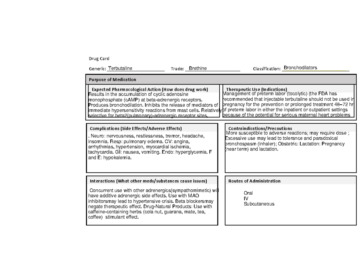 Drug Card Set 2-4 - medication - Drug Card Generic ...