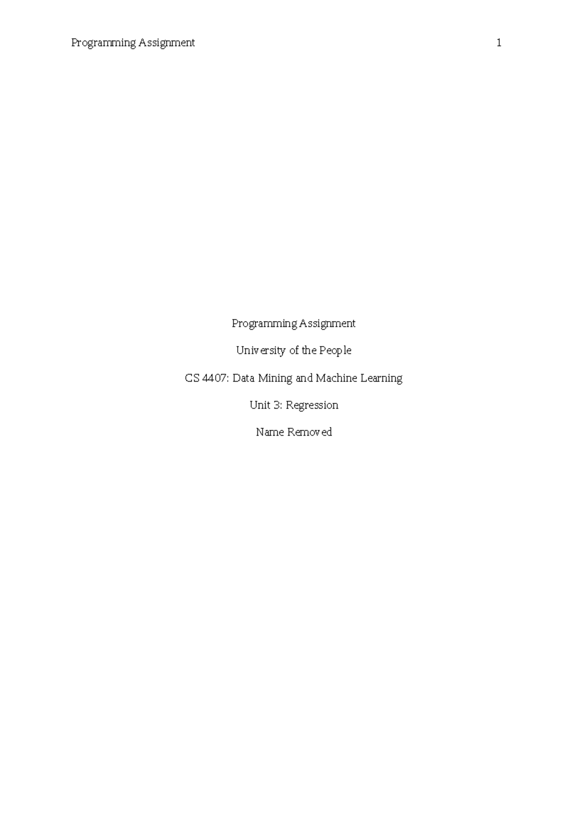 Passignment u3 - aaa - Programming Assignment University of the People ...