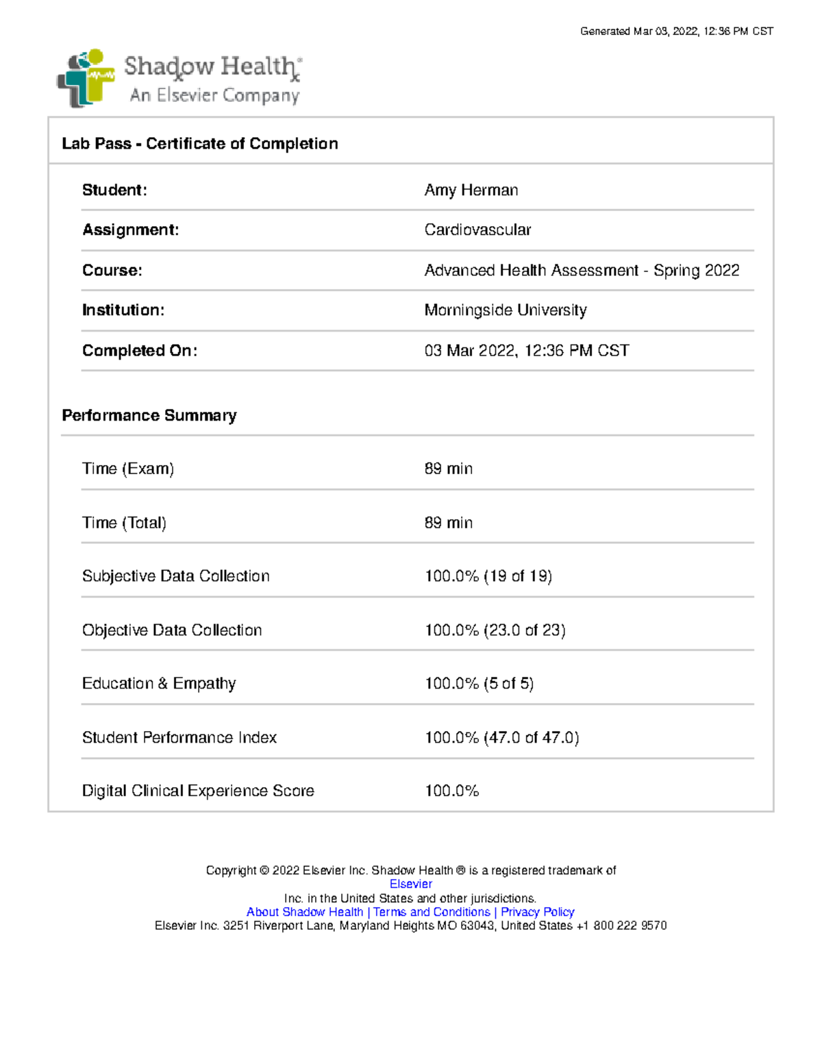 Herman card lab pass - shadow health - Generated Mar 03, 2022, 12:36 PM ...