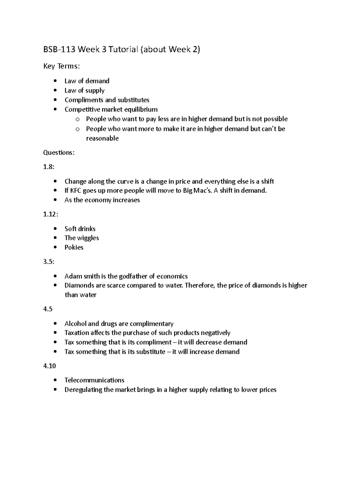 Week 3 Tutorial - BSB-113 Week 3 Tutorial (about Week 2) Key Terms: Law ...