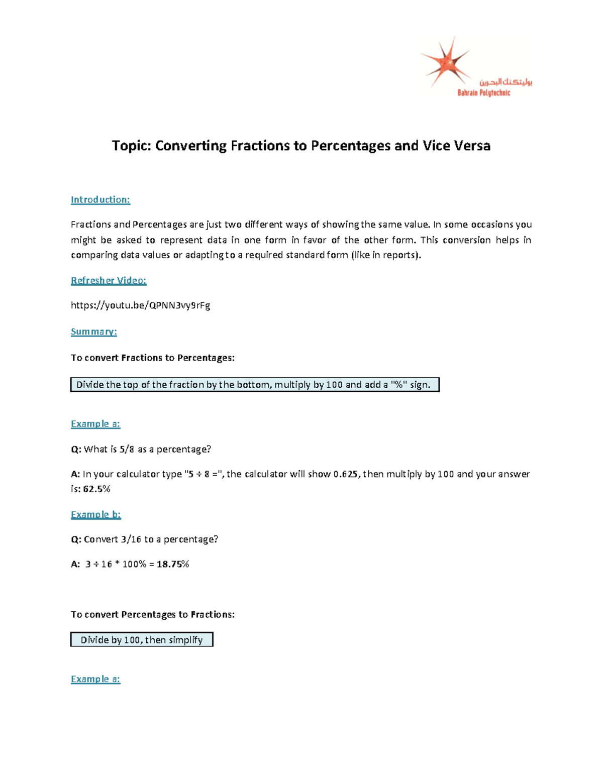 Converting Fractions To Percentages In Some Occasions You Might Be