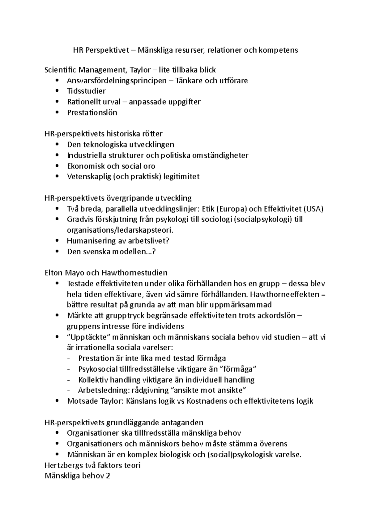 HR Perspektivet - Perspektiv genomgång - HR Perspektivet – Mänskliga resurser, relationer och ...