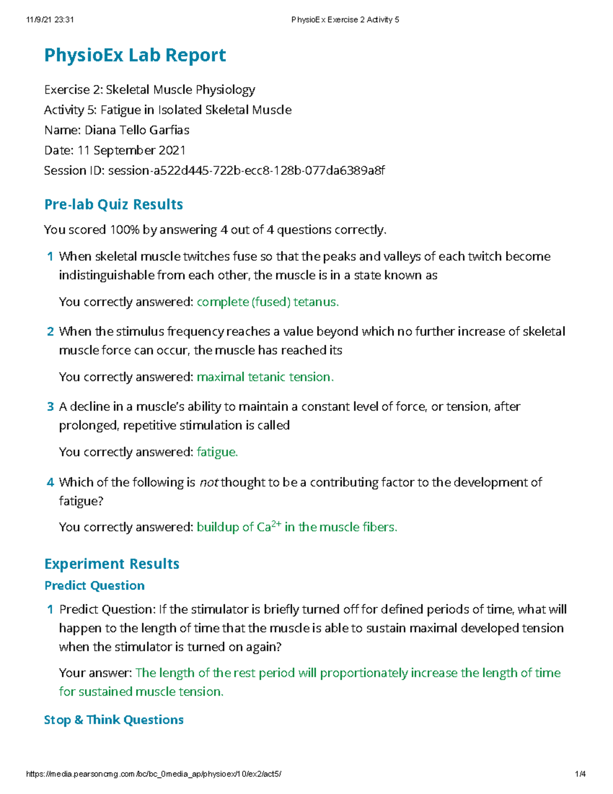 Physio Ex Exercise 2 Activity 5 - PhysioEx Lab Report Exercise 2 ...
