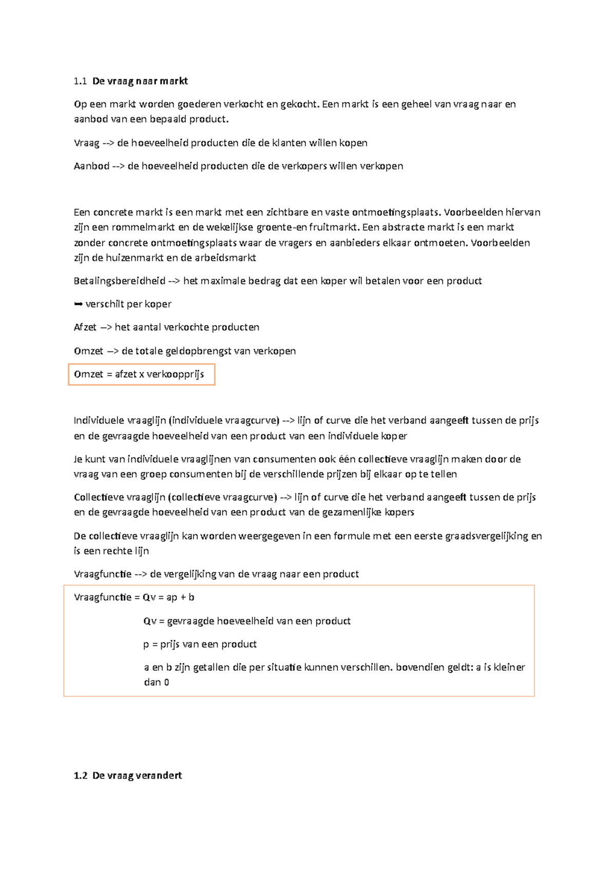 Economie vraag en aanbod - 1 De vraag naar markt Op een markt worden ...