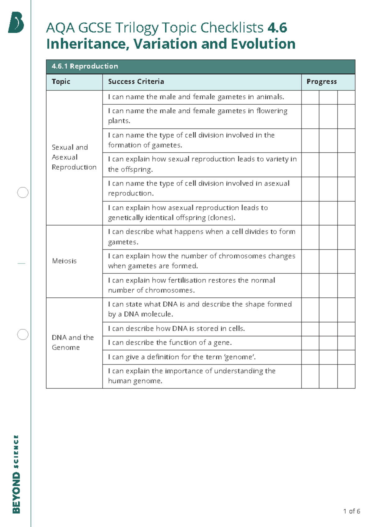 4.6 Inheritance, Variation and Evolution - 4.6 Reproduction Topic ...
