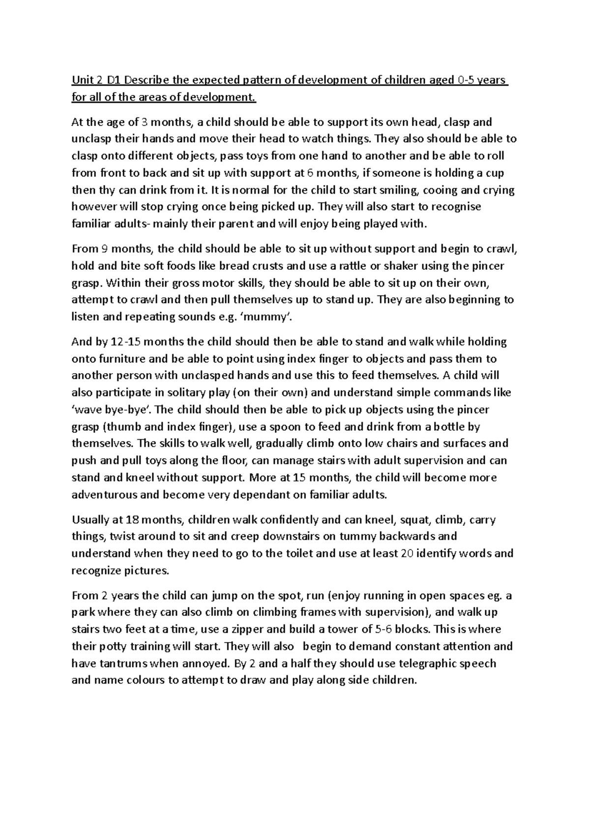 Unit 2 D1 - GCSE - Unit 2 D1 Describe the expected pattern of ...