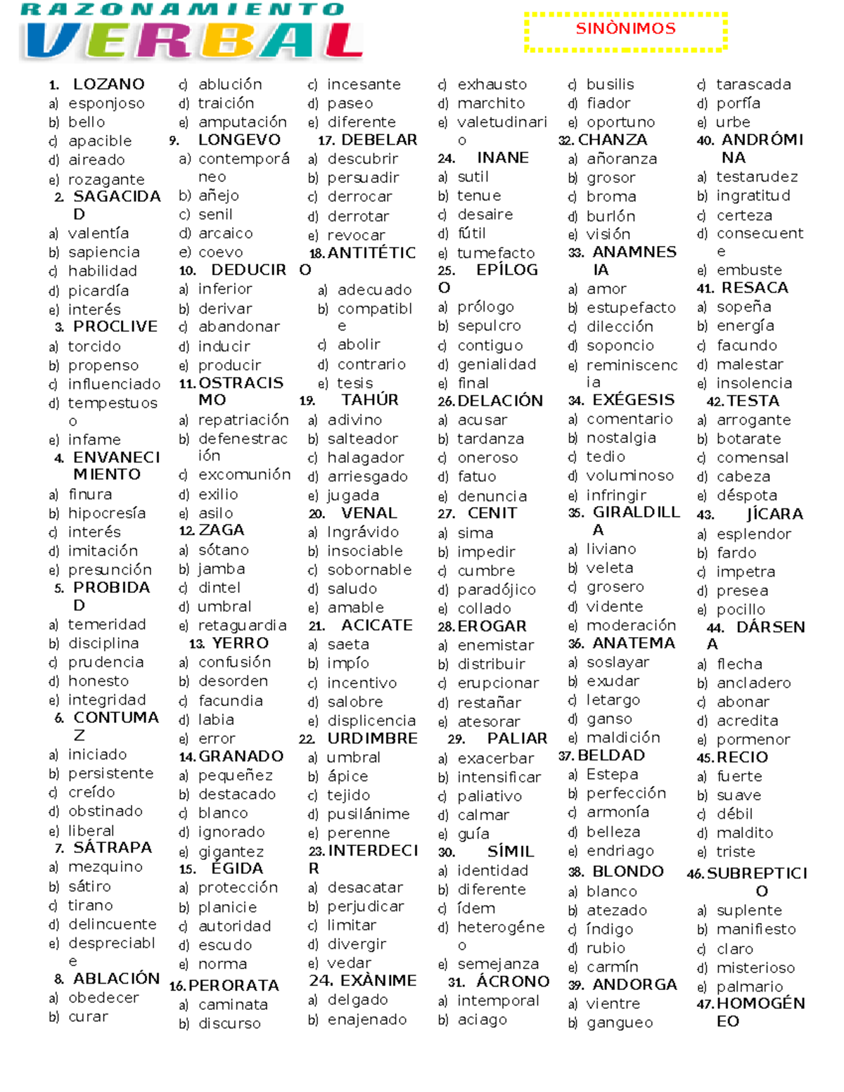 P 1 Sinònimos - practicas que sirven como para revisar sus ejercicios ...