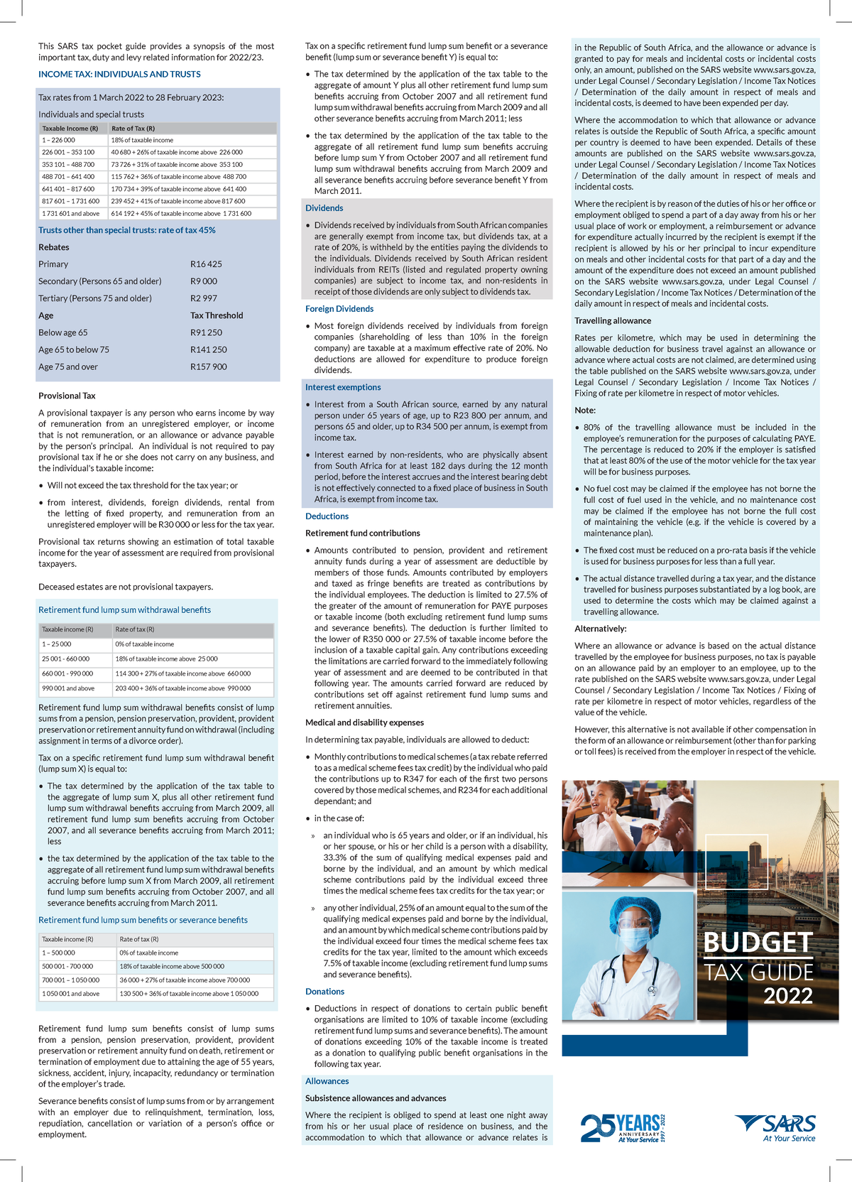 Budget 2022 Tax guide - This SARS tax pocket guide provides a synopsis ...