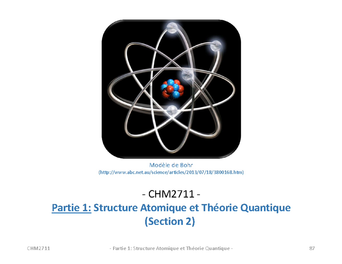 03 Partie 1 Structure atomique et théorie quantique section 2 2022 ...