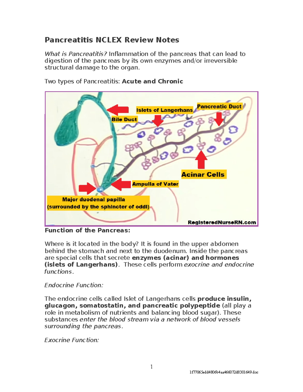 Spring 2020 Pancreatitis - Pancreatitis NCLEX Review Notes What is ...