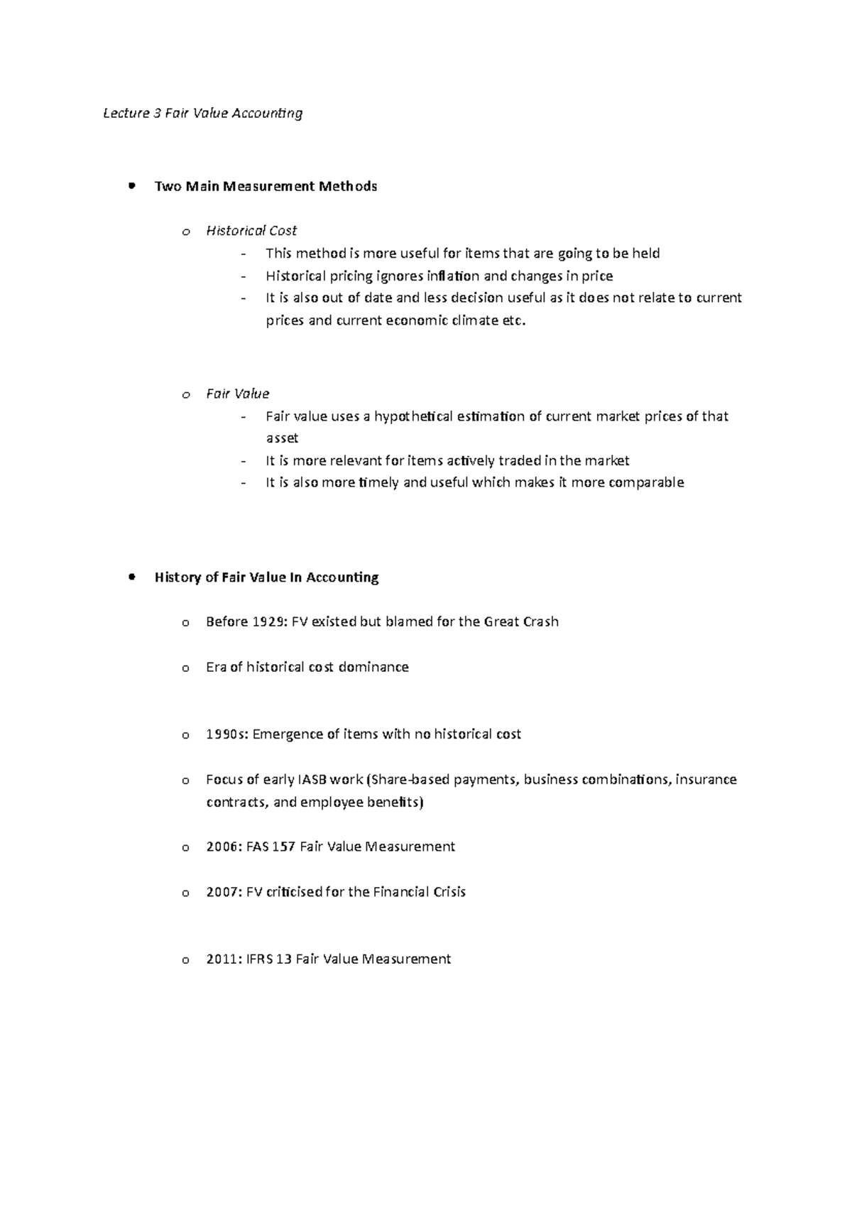 Lecture 3 Revision Fair Value Accounting - Lecture 3 Fair Value ...