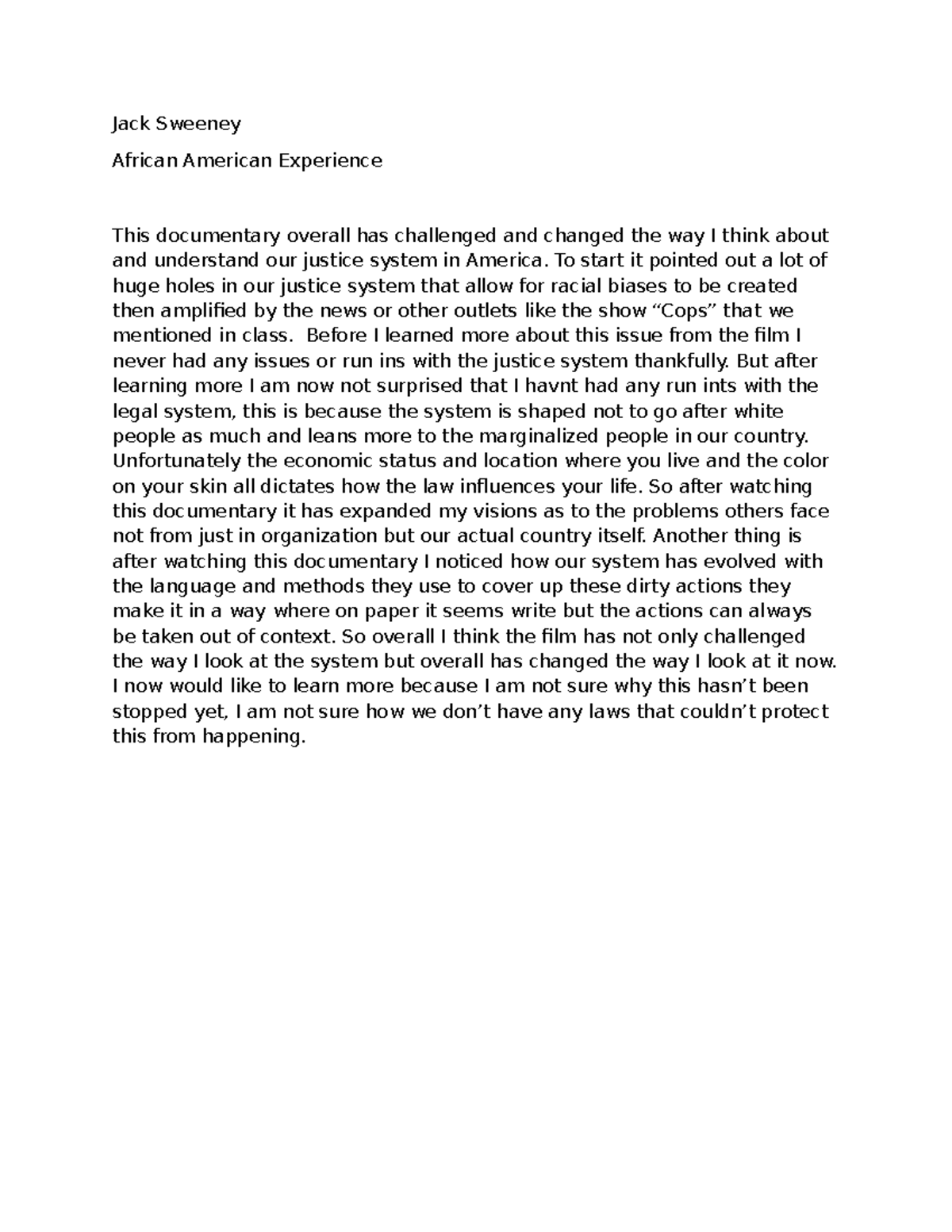 Summary of the film 13th - Jack Sweeney African American Experience ...