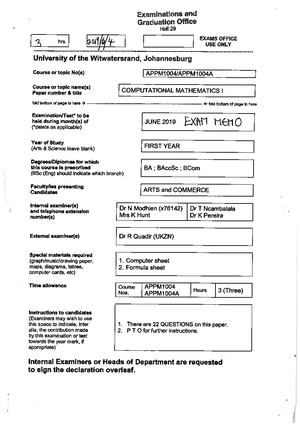 Test 2 sample sol - Computational Mathematics Practice Material - Studocu
