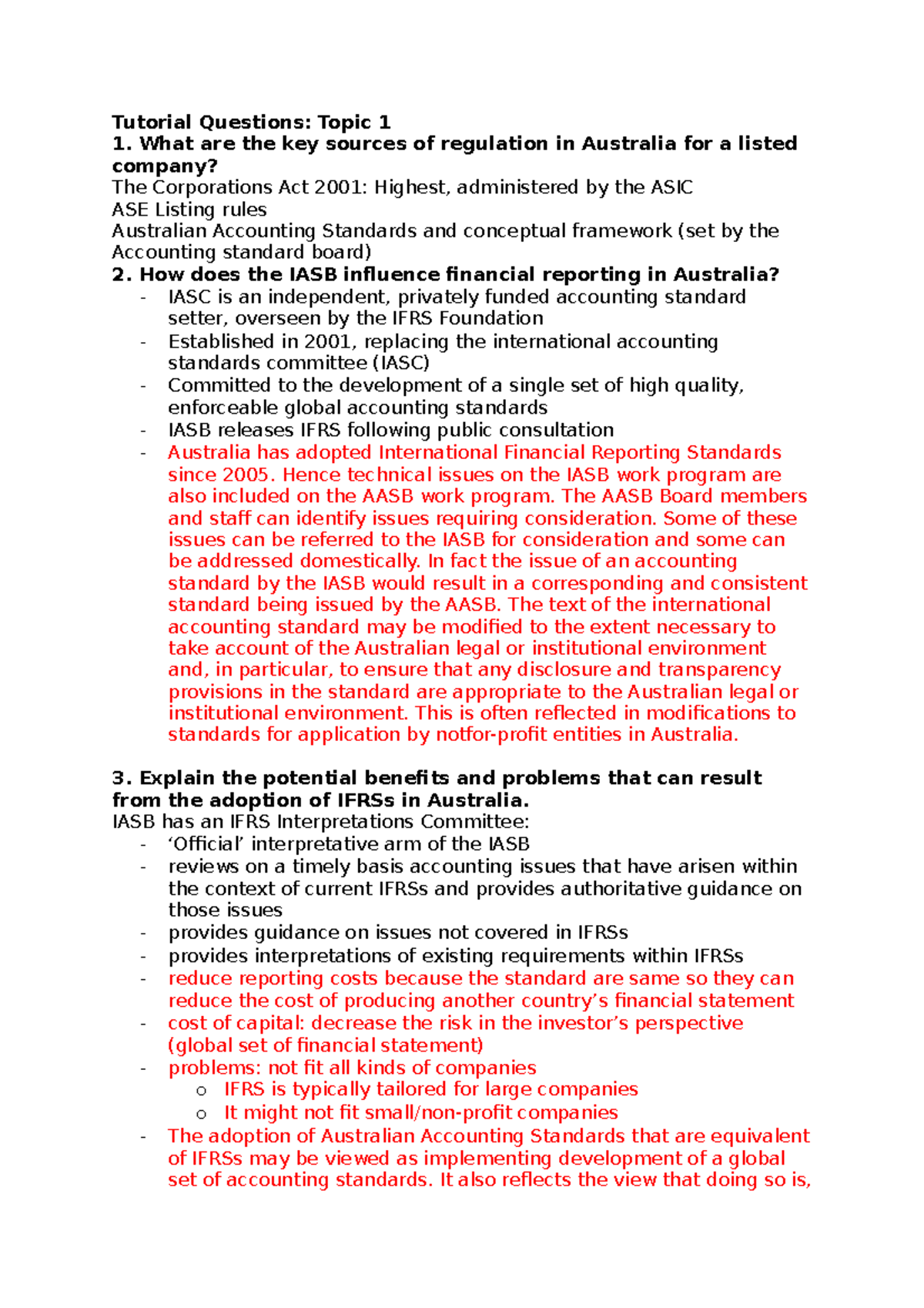 Week 2 tutorial - Tutorial Questions: Topic 1 What are the key sources ...