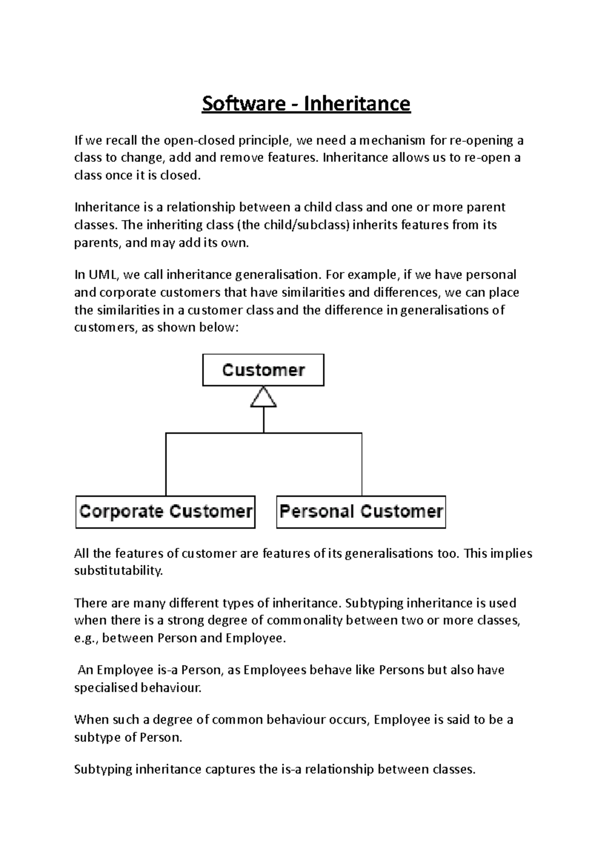 Software - Inheritance - COMP 1693 - GRE - Studocu
