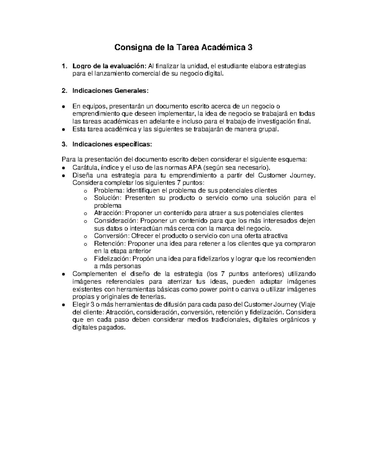 GC AN37 Consigna TA3 21C1M V2 - Consigna de la Tarea Académica 3 Logro de la evaluación: Al ...
