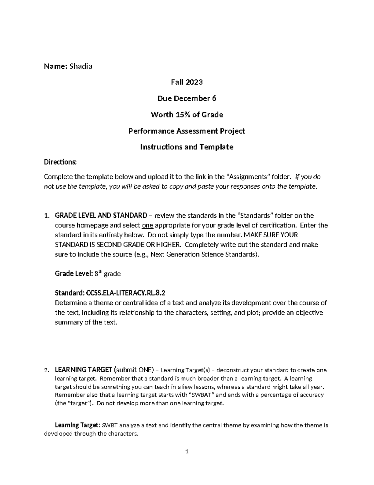 1702586105377 Performance Assessment Project - Instructions and ...