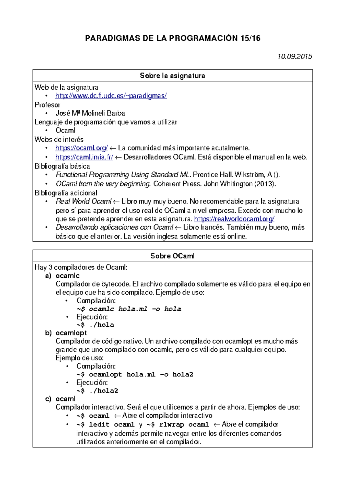 Apuntes de clase - PARADIGMAS DE LA PROGRAMACIÓN 15/ 10. Sobre la ...