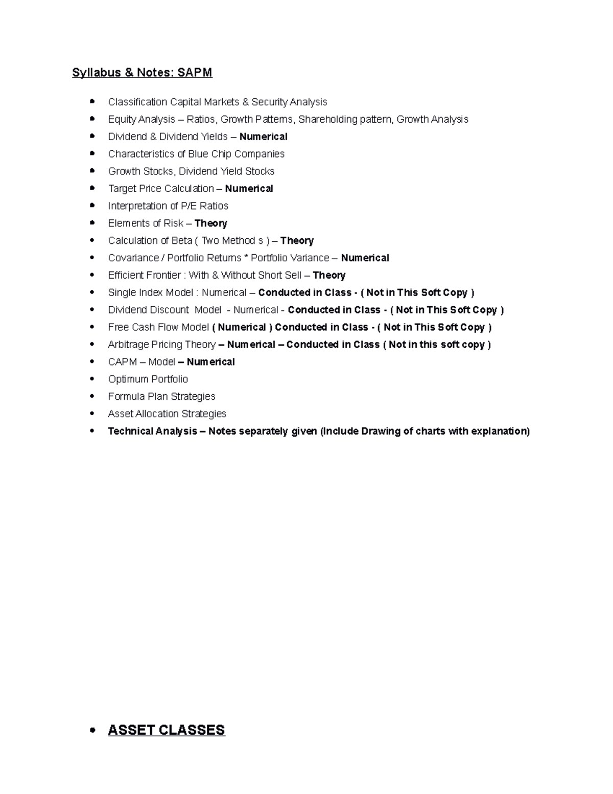 Notes & Syllabus - SAPM Term End EXAM 2023 - Syllabus & Notes: SAPM ...