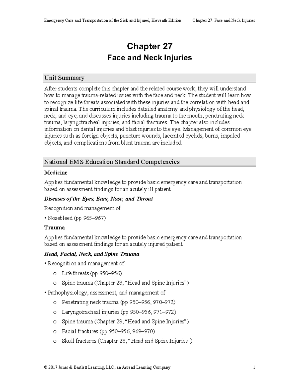Ch 27 Face and Neck Injuries LNNC - S-111B - Harvard - Studocu