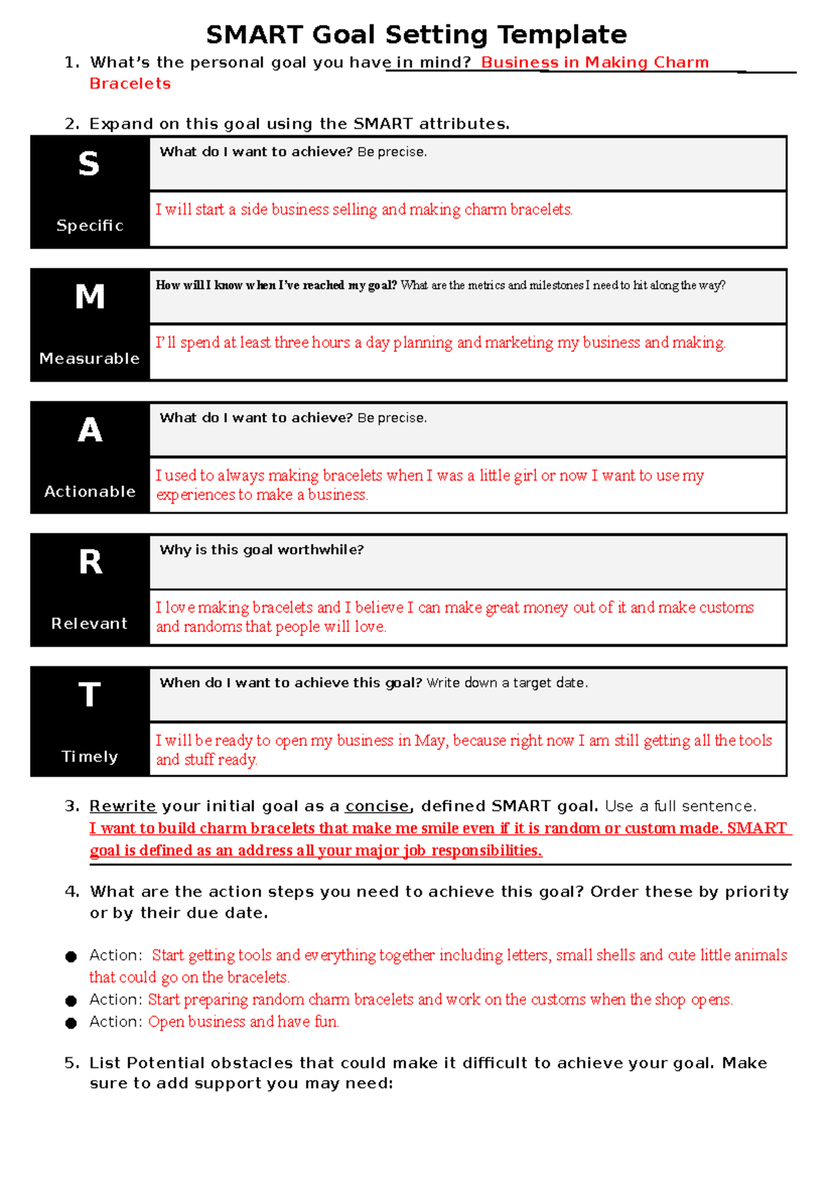 Smart Personal Goals Template Update - SMART Goal Setting Template 1 ...