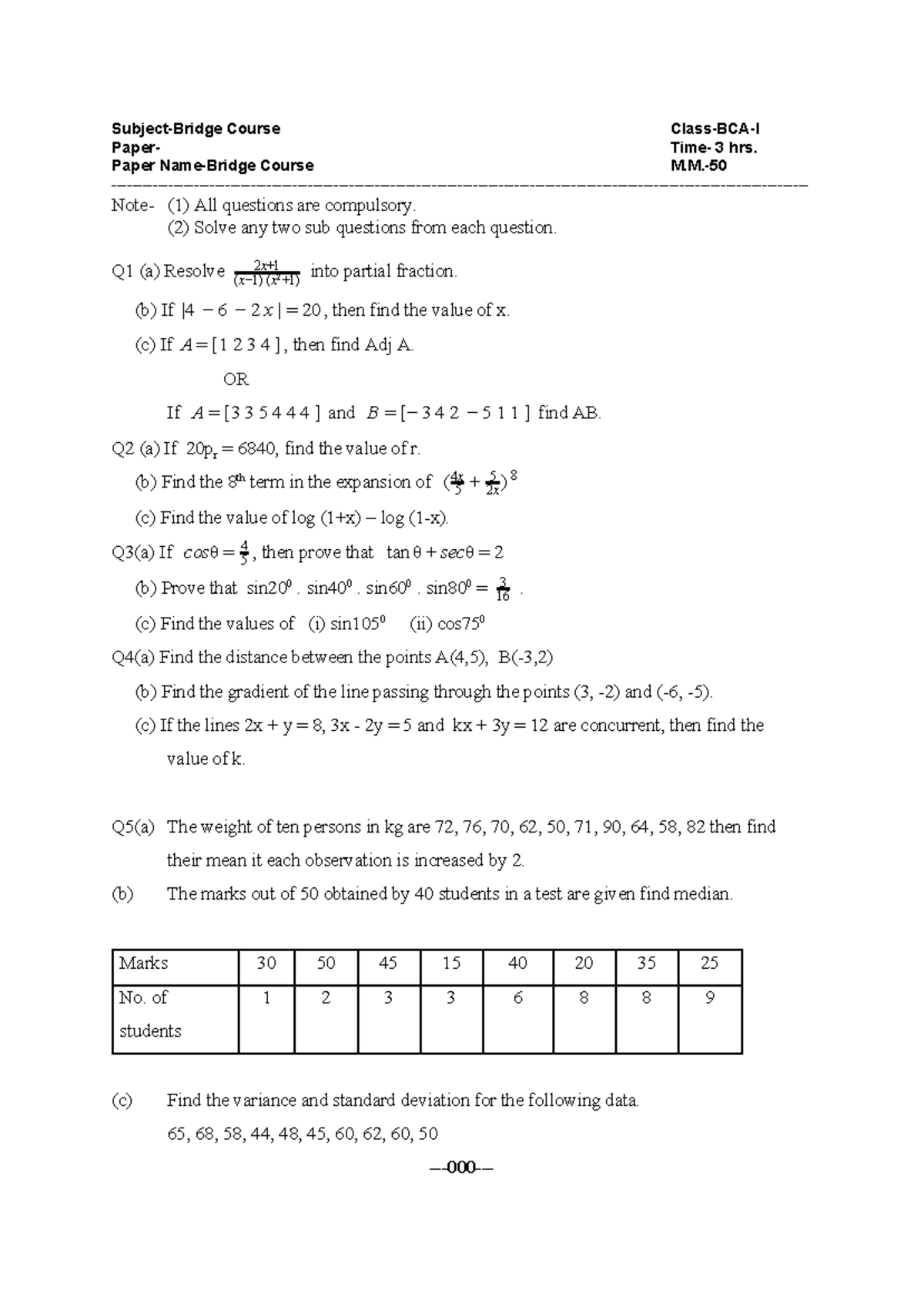 Sample/practice exam 2016, questions - Subject-Bridge Course Class-BCA ...