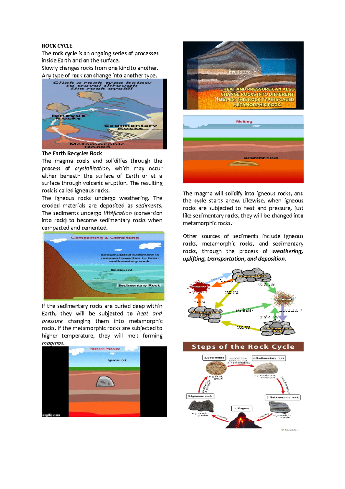 ELS-Lessson-6 - Tdyffyfjg - ROCK CYCLE The rock cycle is an ongoing ...
