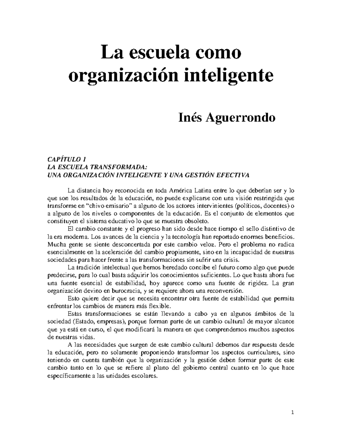 La escuela como organización inteligente - La escuela como organización ...