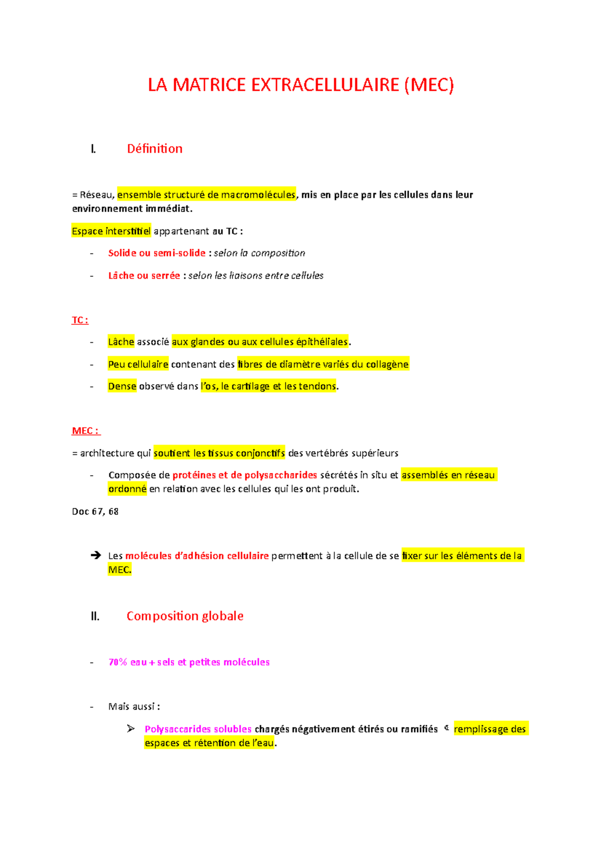 LA Matrice Extracellulaire 9 - LA MATRICE EXTRACELLULAIRE (MEC) I ...