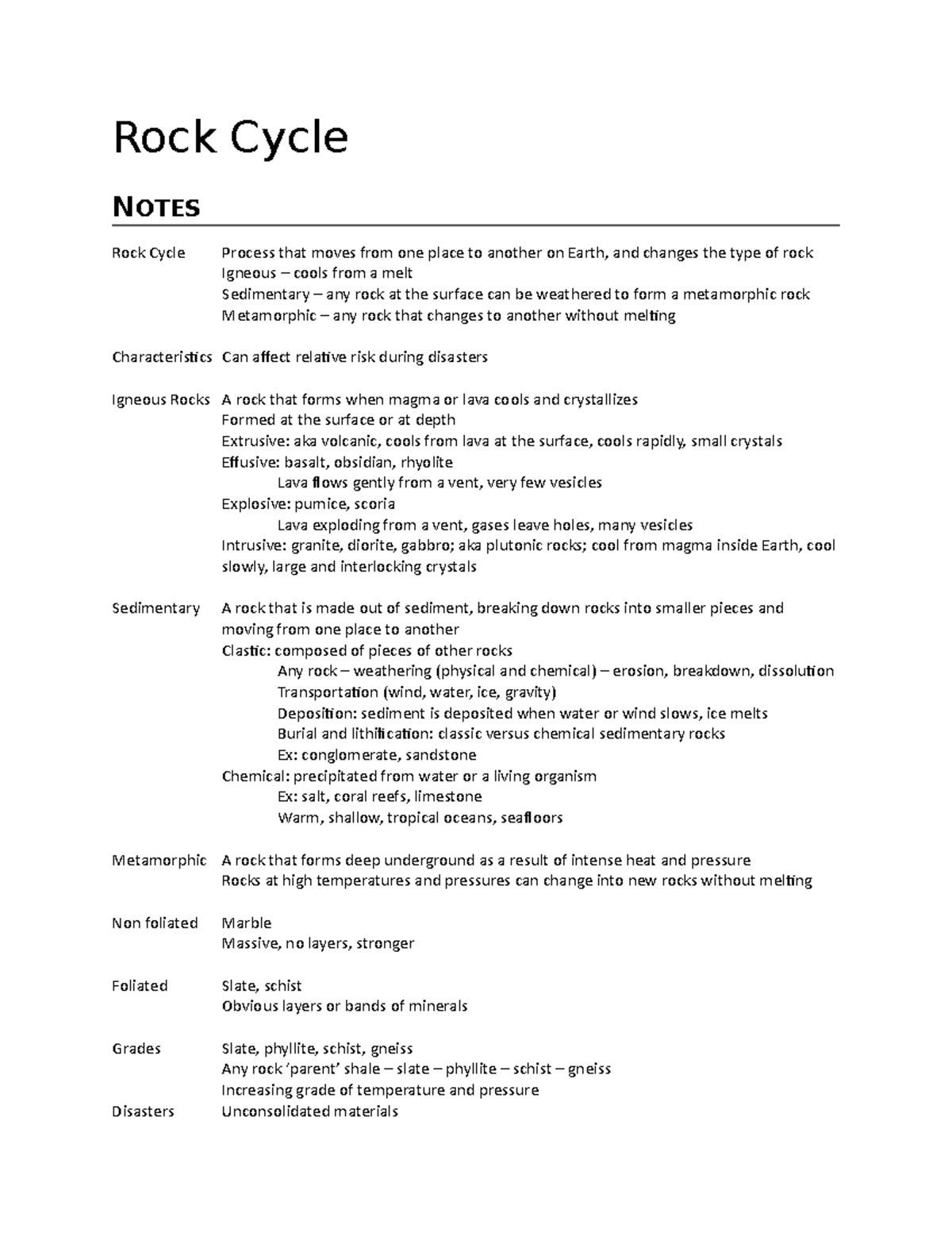 Rock Cycle - Many characteristics make up the formation of rocks ...