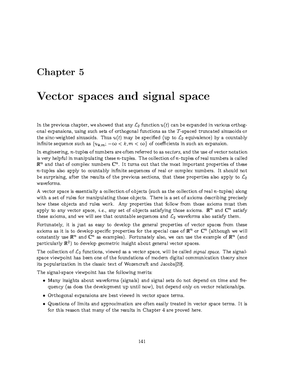 Vector spaces and signal space - Thus u(t) may be specified (up to L 2 ...