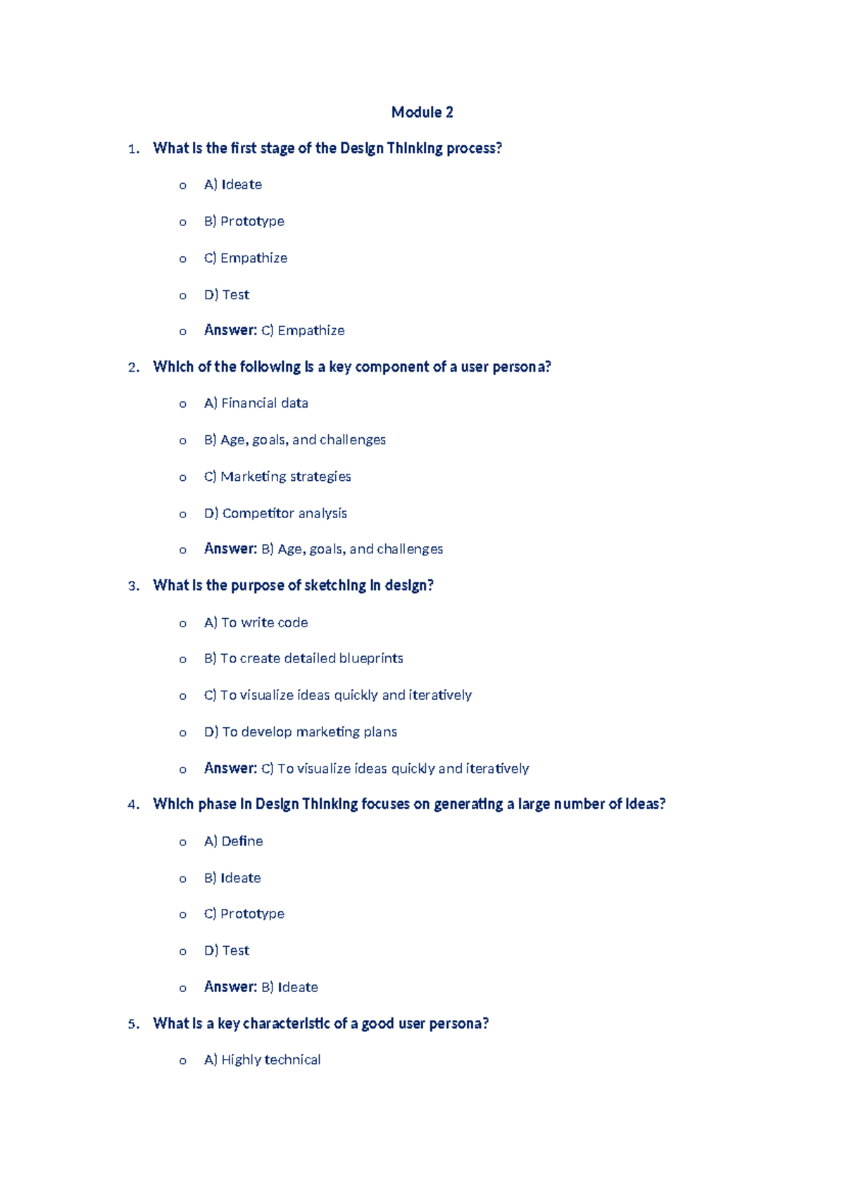 Module 2 MCQ - Module 2 1. What is the first stage of the Design ...