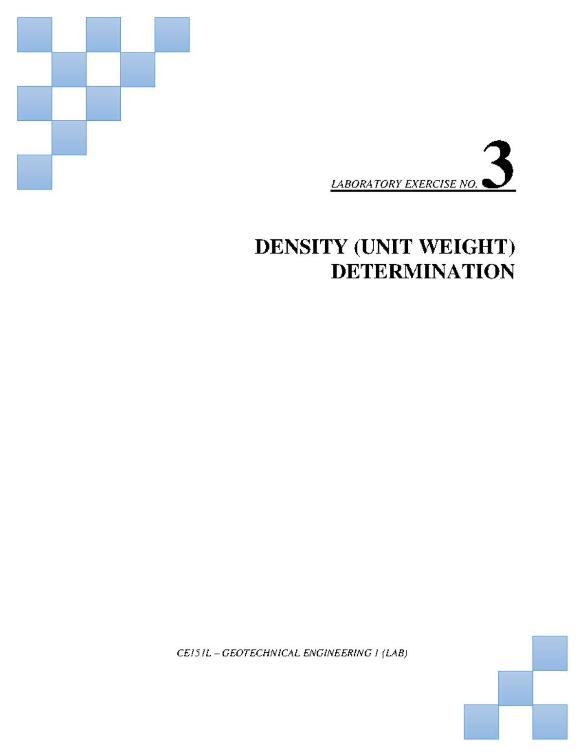 Density (Unit Weight) Determination - DENSITY (UNIT WEIGHT ...