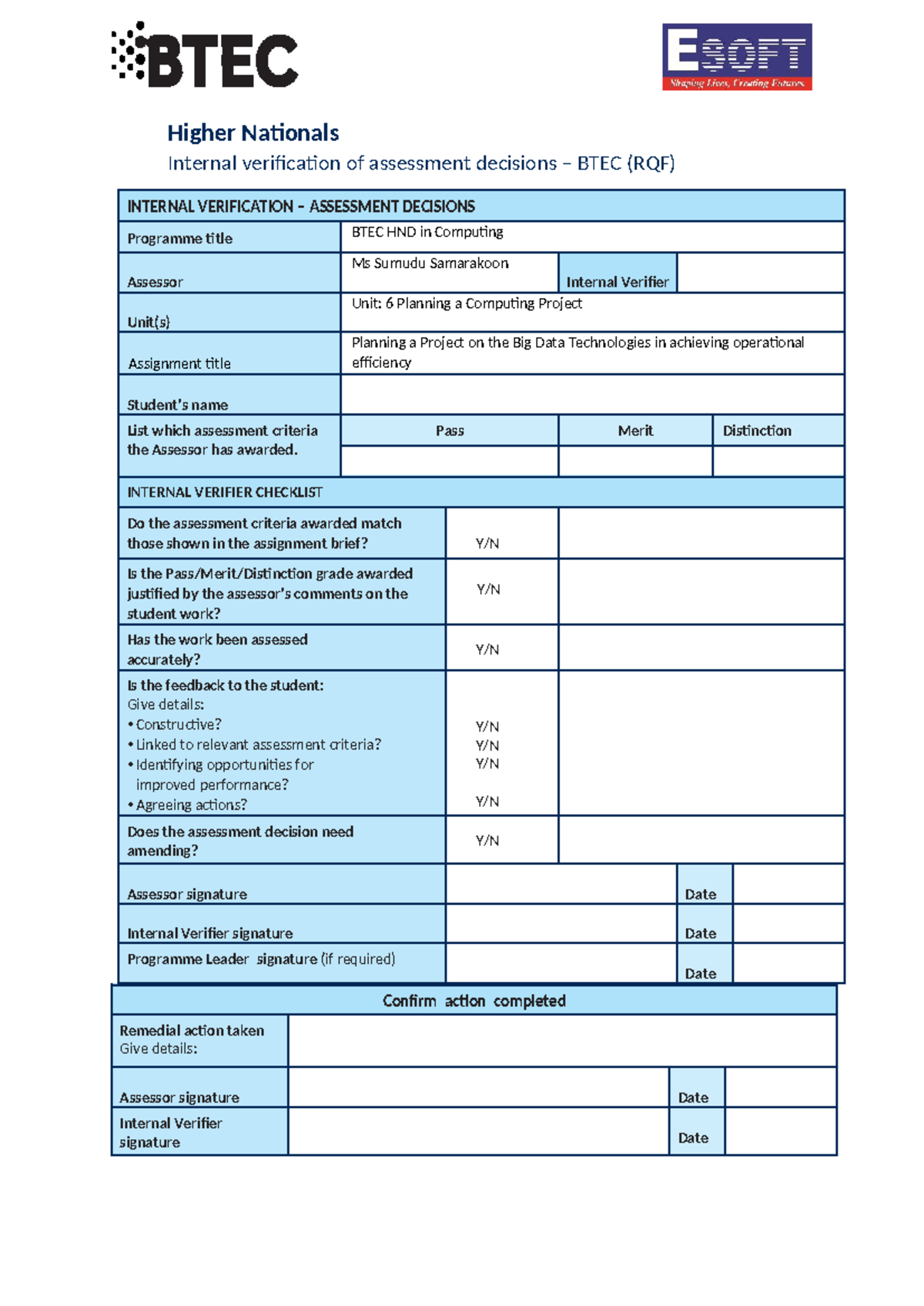 PCP Assignment - Higher Nationals Internal verification of assessment ...