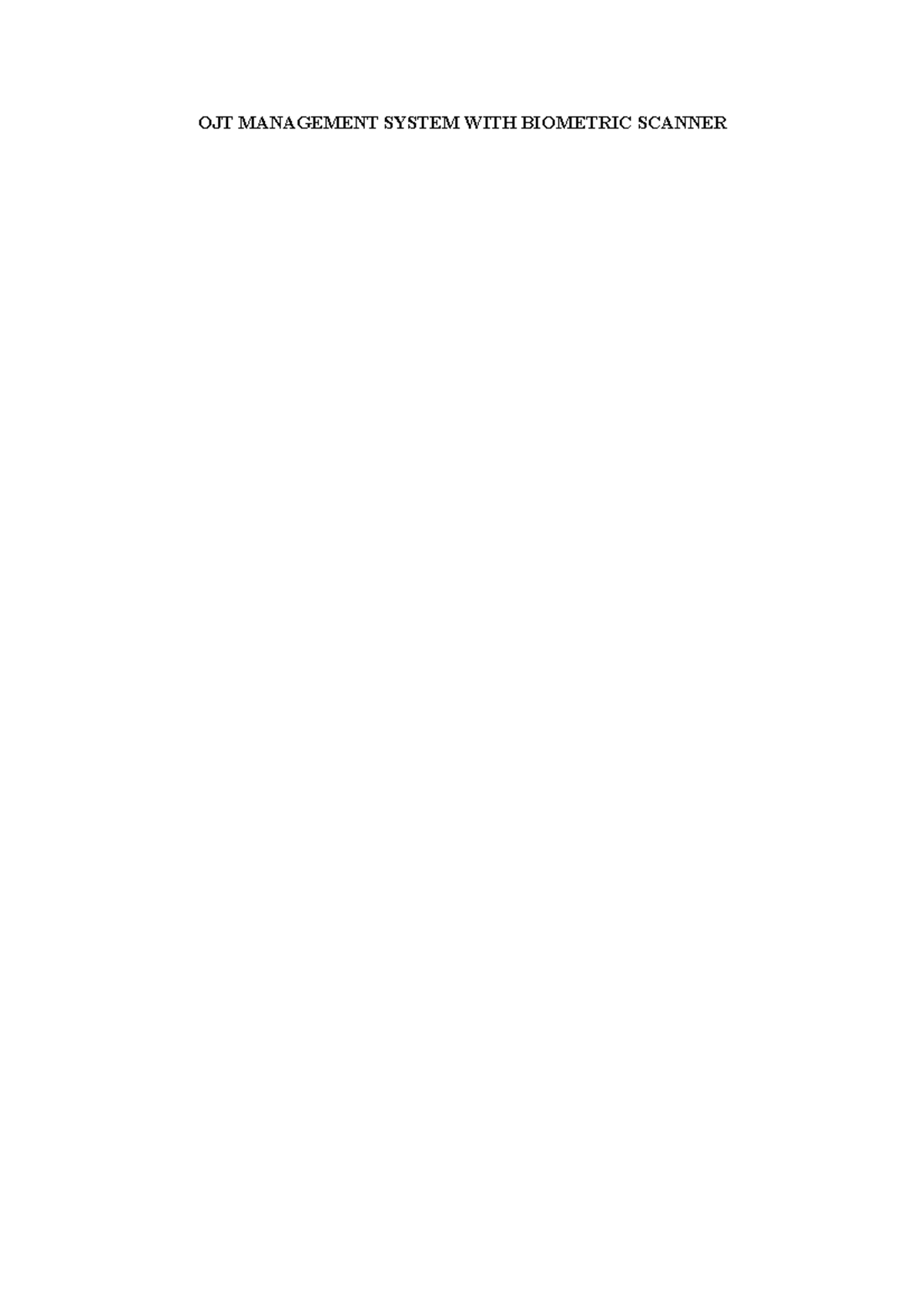 OJT Management System WITH Biometric Scanner - OJT MANAGEMENT SYSTEM ...