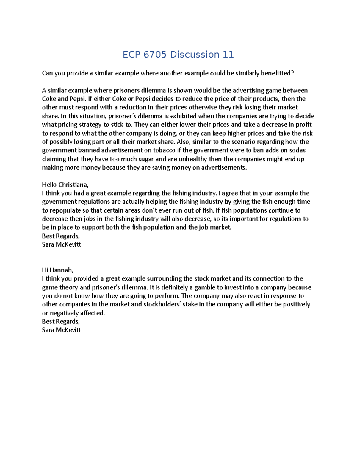 ECP 6705 Discussion 11 - ECP 6705 Discussion 11 Can you provide a ...