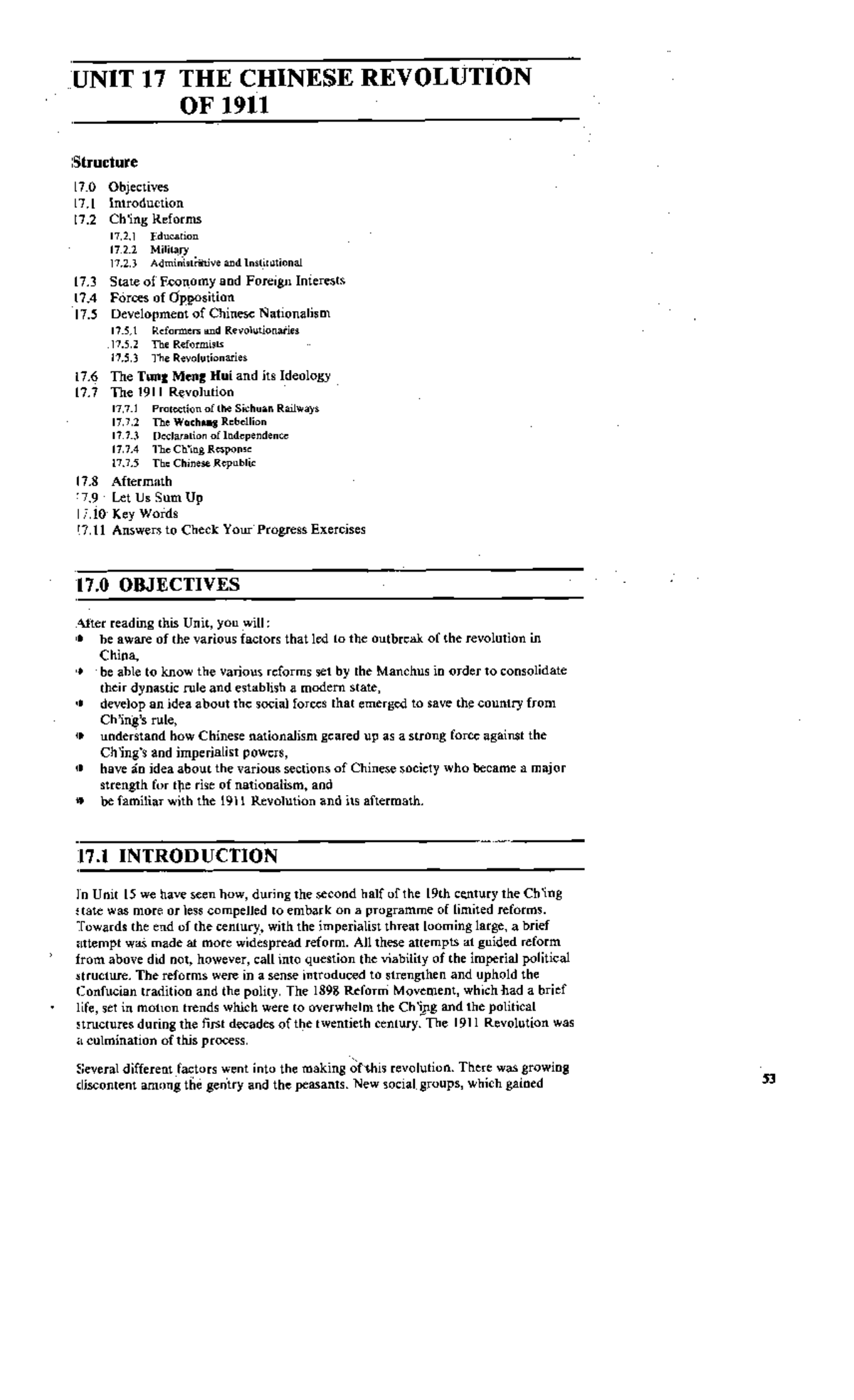 Unit-17 - Useful - 'UNIT 17 THE CHINESE REVOLUTION Structure 17 ...