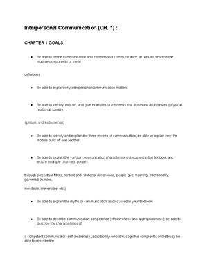 Interpersonal Communication Chapter 3 - Interpersonal Communication (CH ...