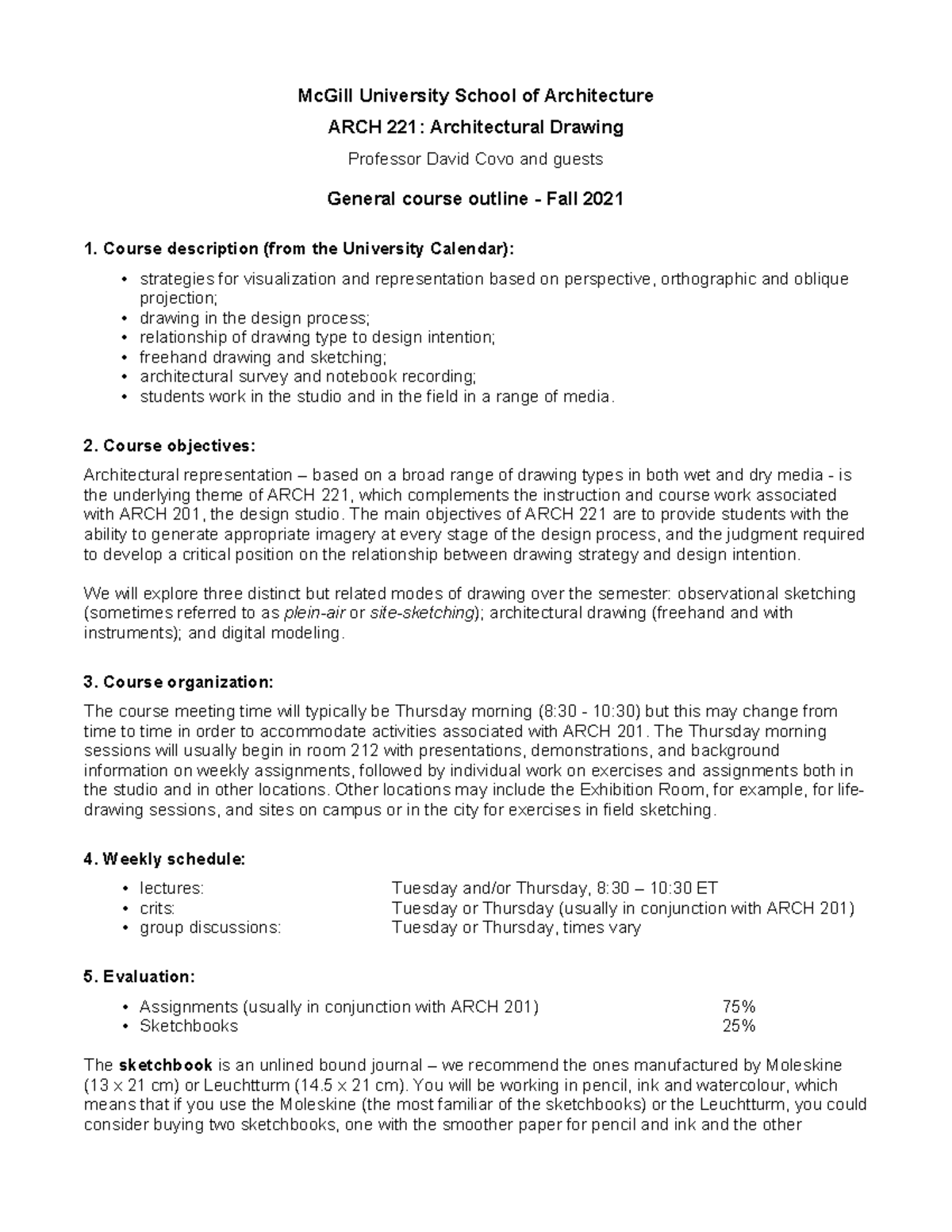 ARCH 221 - 2021 - General Course Outline - McGill University School of ...