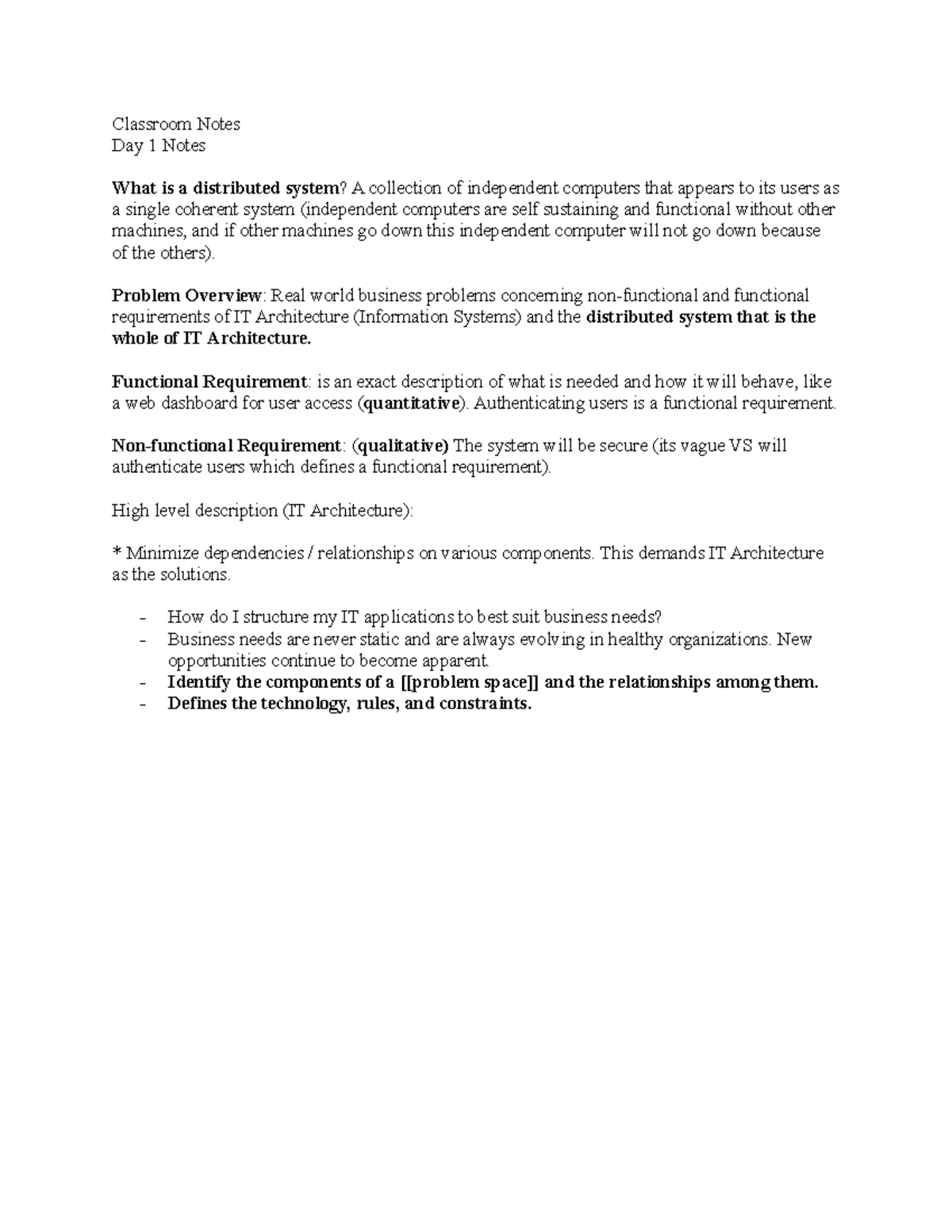 Class Notes Distributed Computing - Classroom Notes Day 1 Notes What is ...